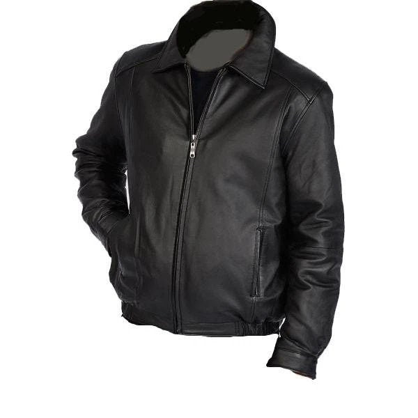 Handmade Bomber Leather Jacket With Spread Collars – oxandbullsleather